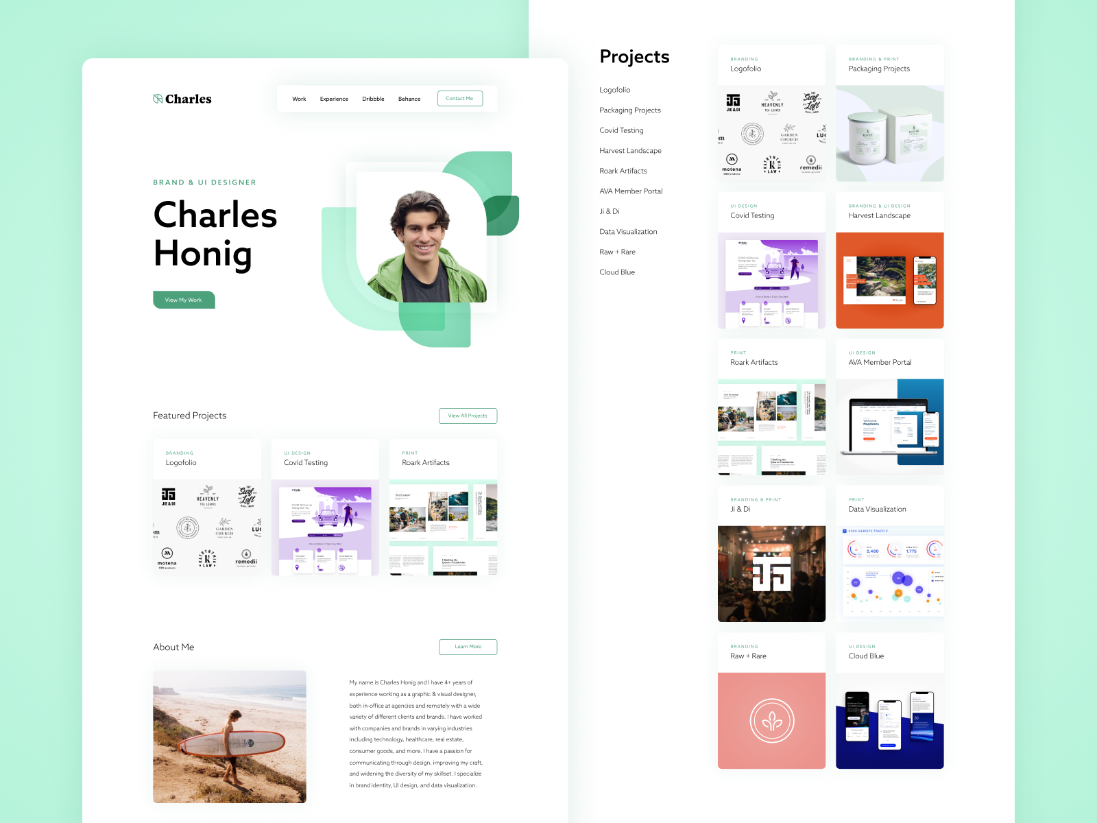 Portfolio Website Exploration by Charles Honig on Dribbble