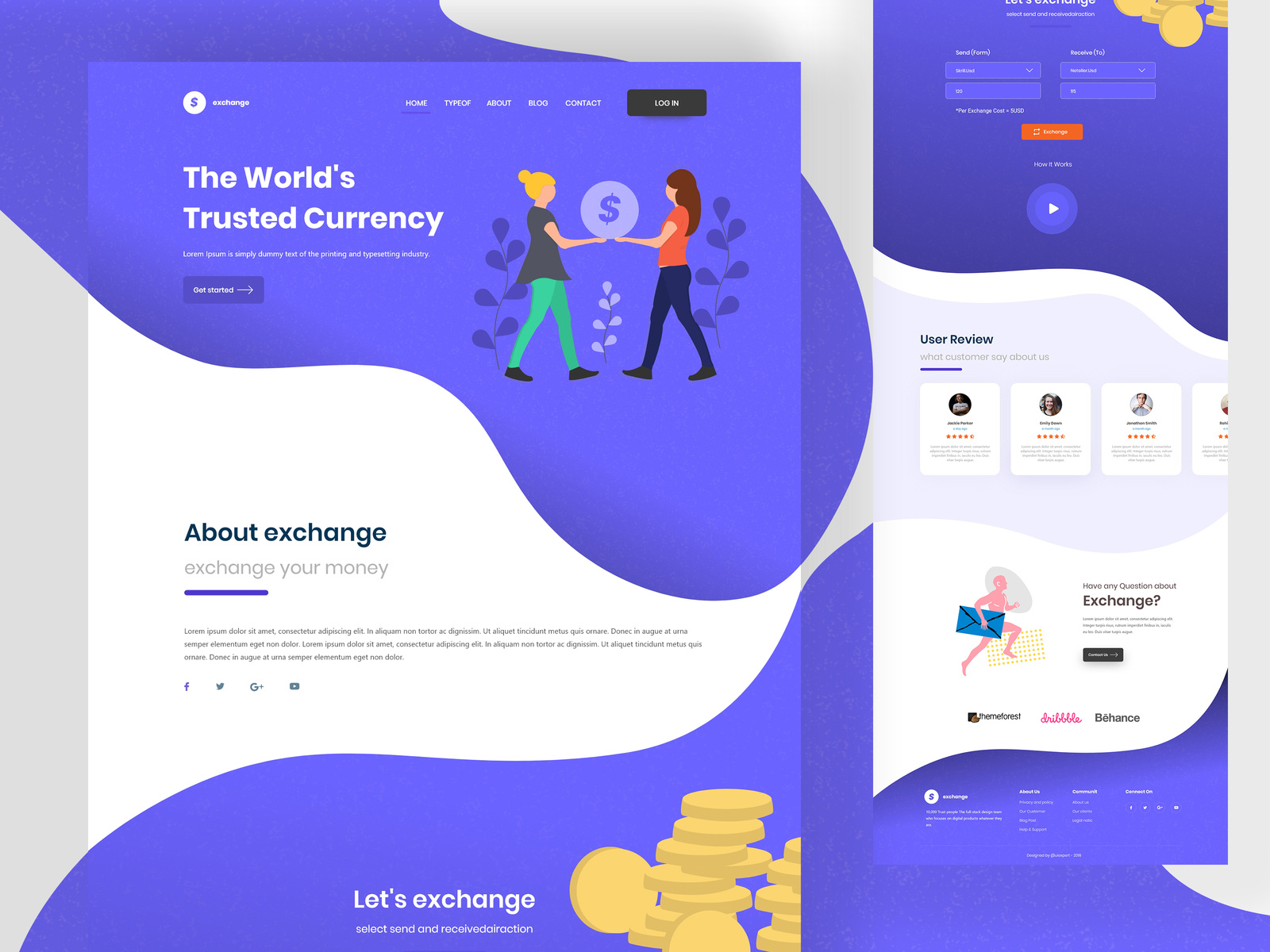 Money Exchange Website Homepage Exploration by Ehsan Moin on Dribbble
