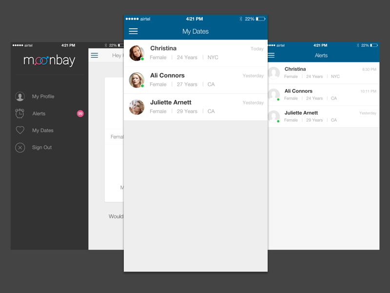 Menu and List View for Chat App by f1studioz on Dribbble