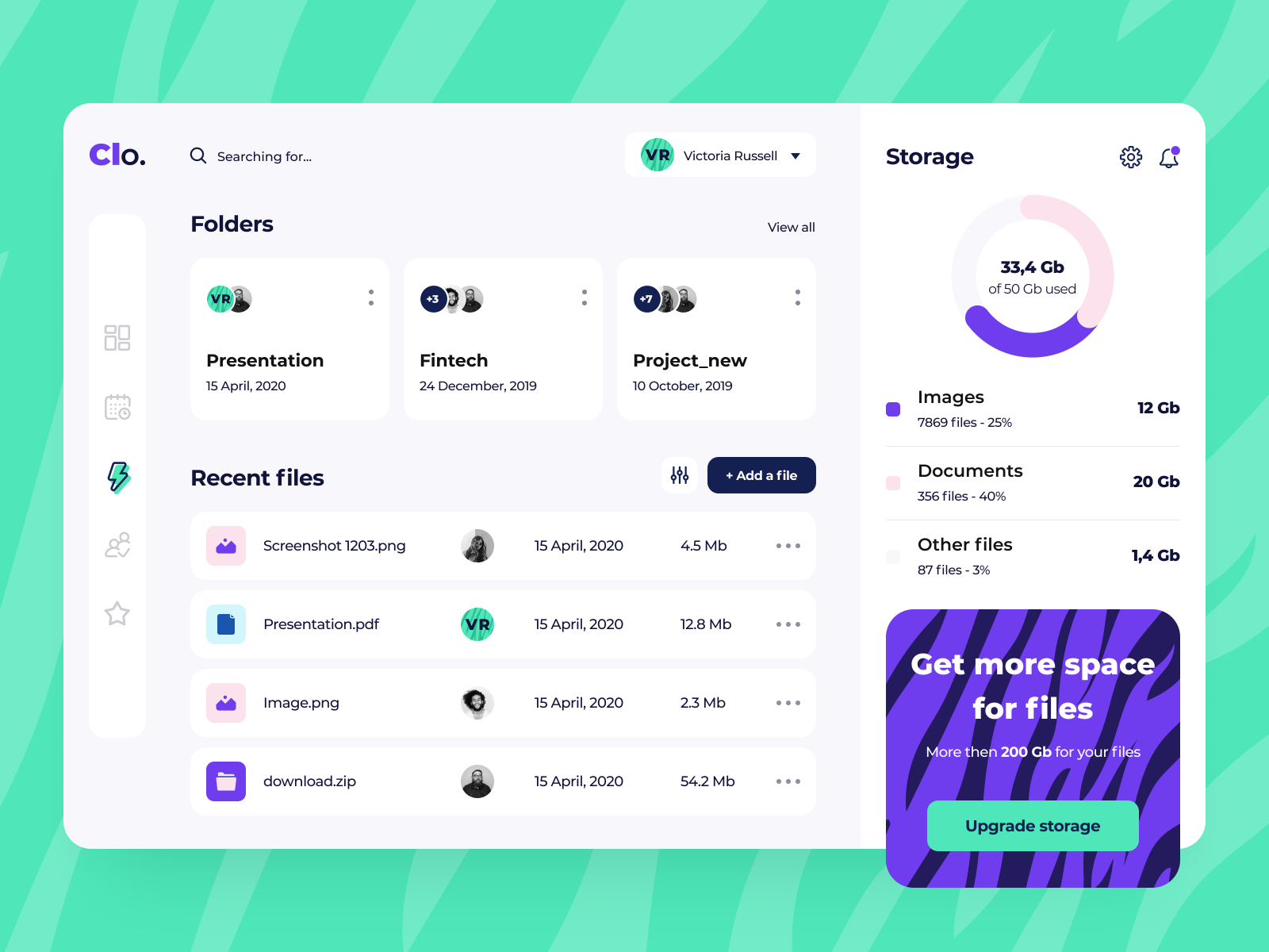 Clo File Manager - Web app concept by Diana Makar for Arounda on Dribbble