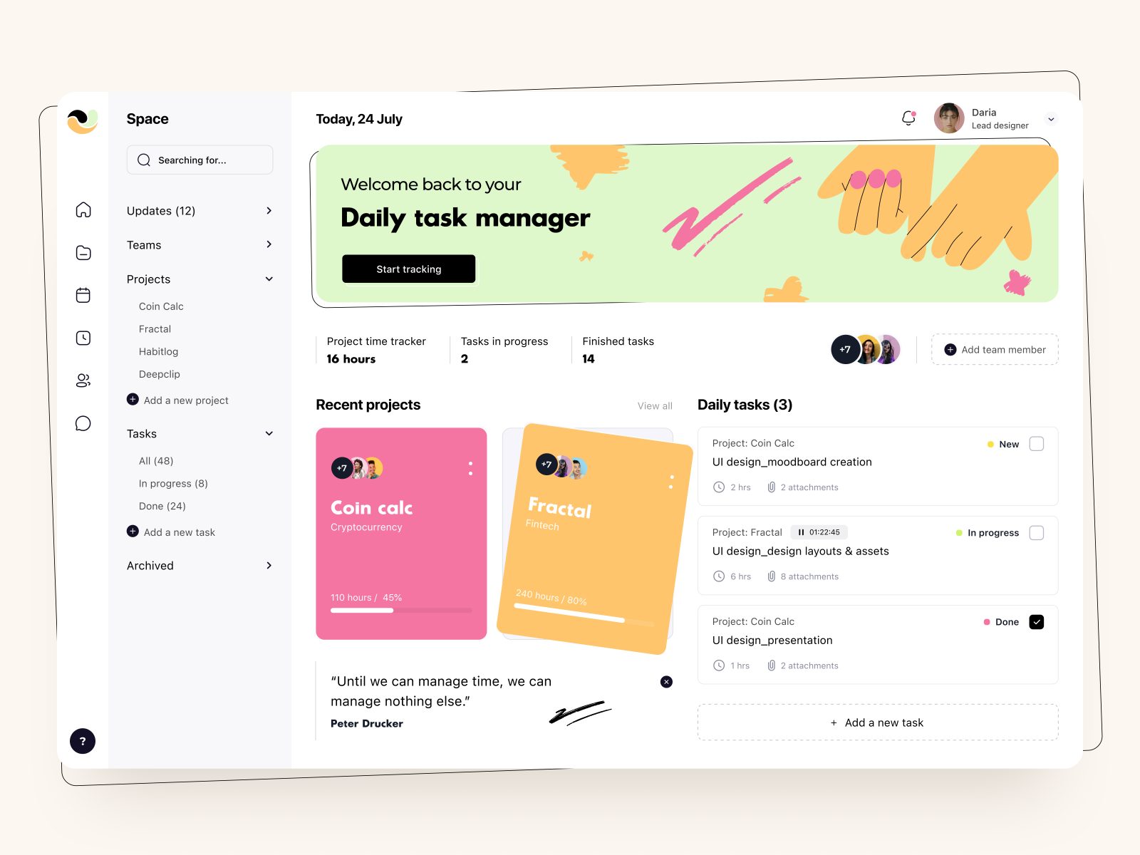 Task Manager - Web app by Diana Makar for Arounda on Dribbble