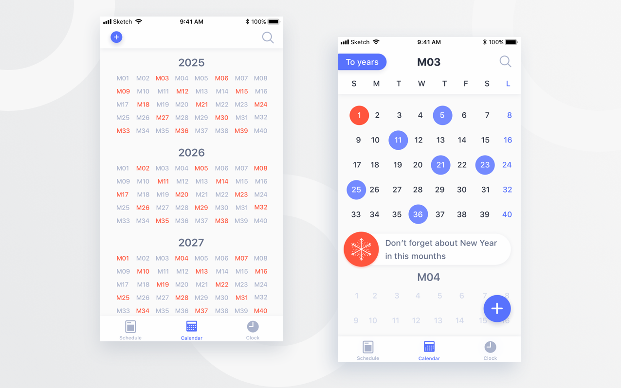 Challenge calendar by Liza Lunina on Dribbble