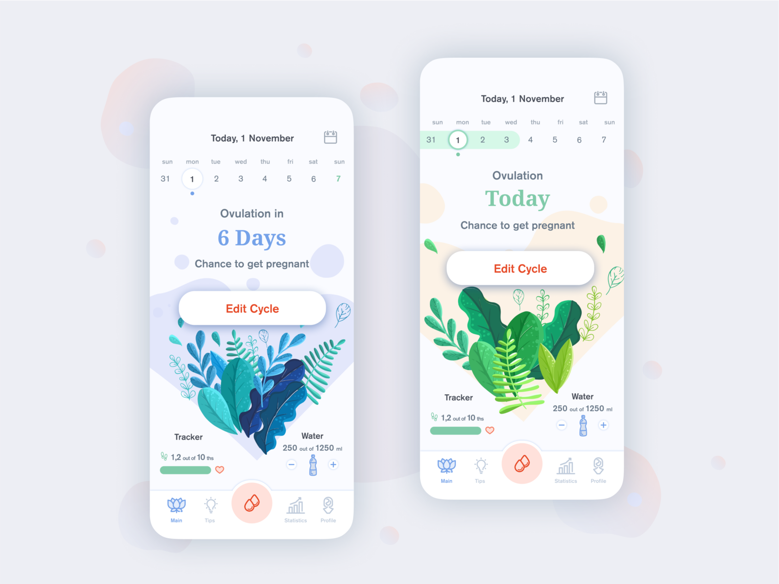 Period Tracker App - Main Page by Olena.Mostepan on Dribbble