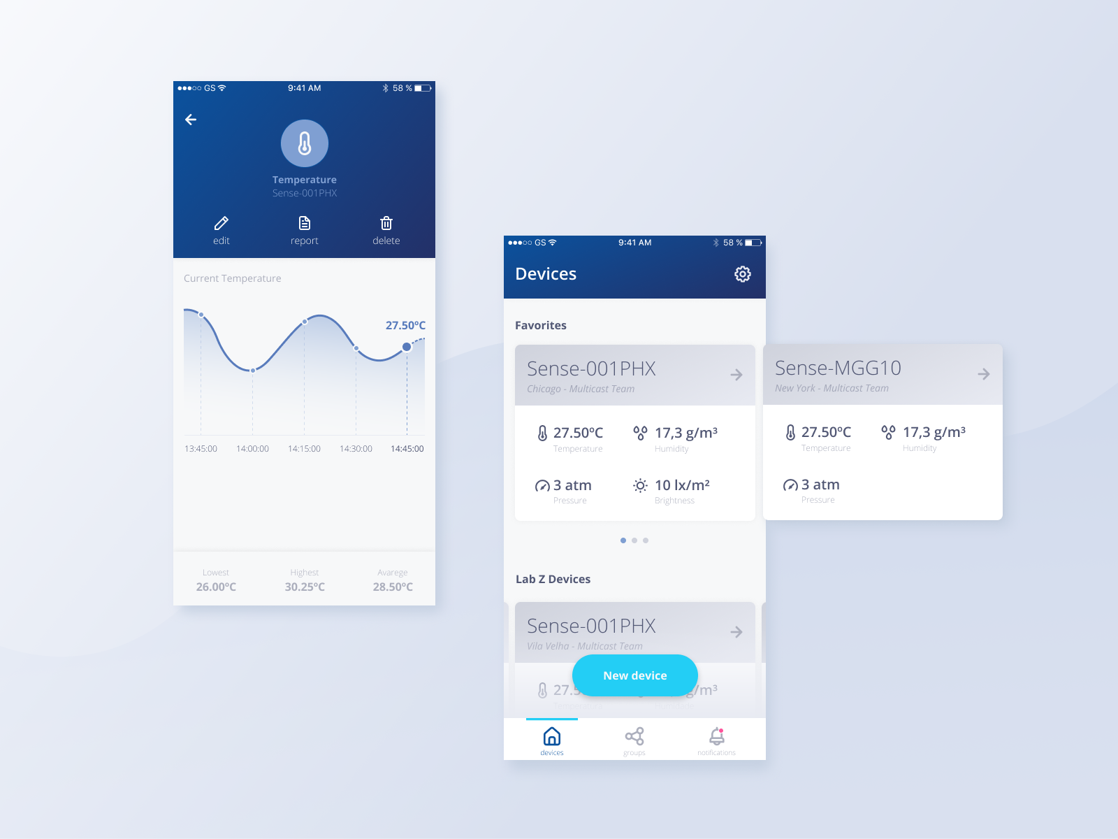 Devices list and detailed info for app by Jefferson Bessa on Dribbble