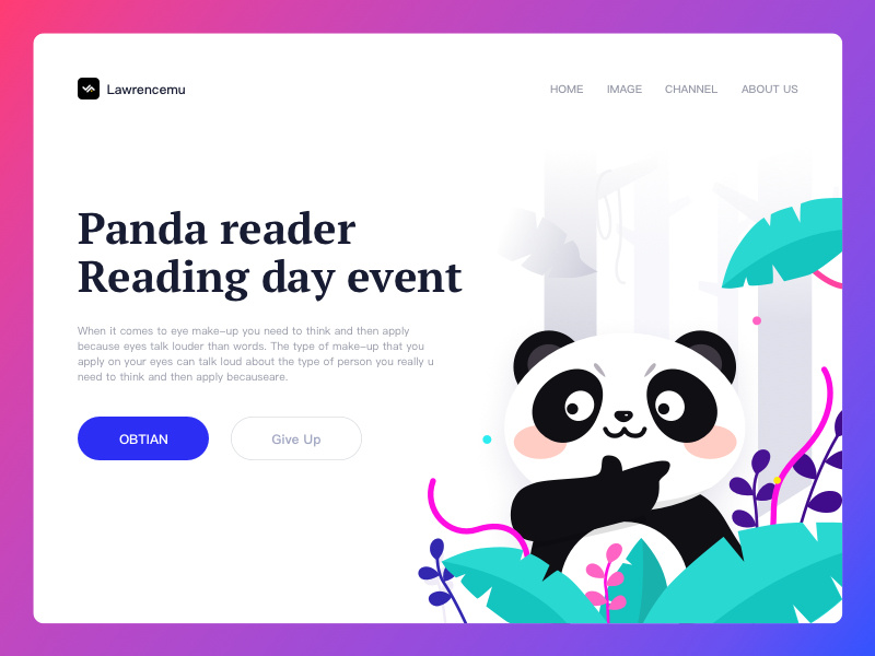 Panda reader illustration by Lawrencemu for CLOWN on Dribbble