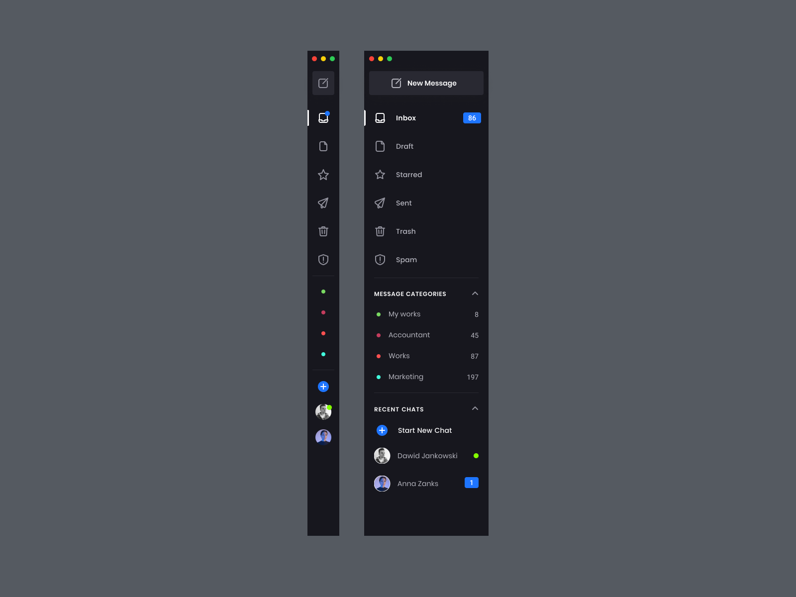 Sidebar Navigation for e-mail client - Dark Mode by Dawid Jankowski on ...