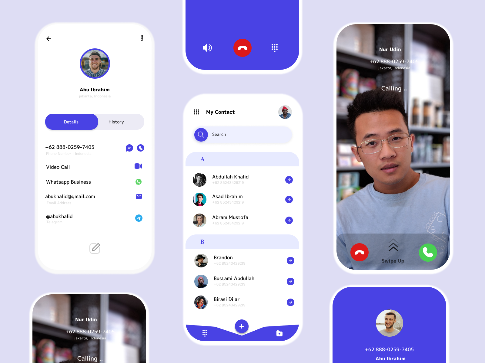 Contact Book App UI by abukhalidstudio on Dribbble