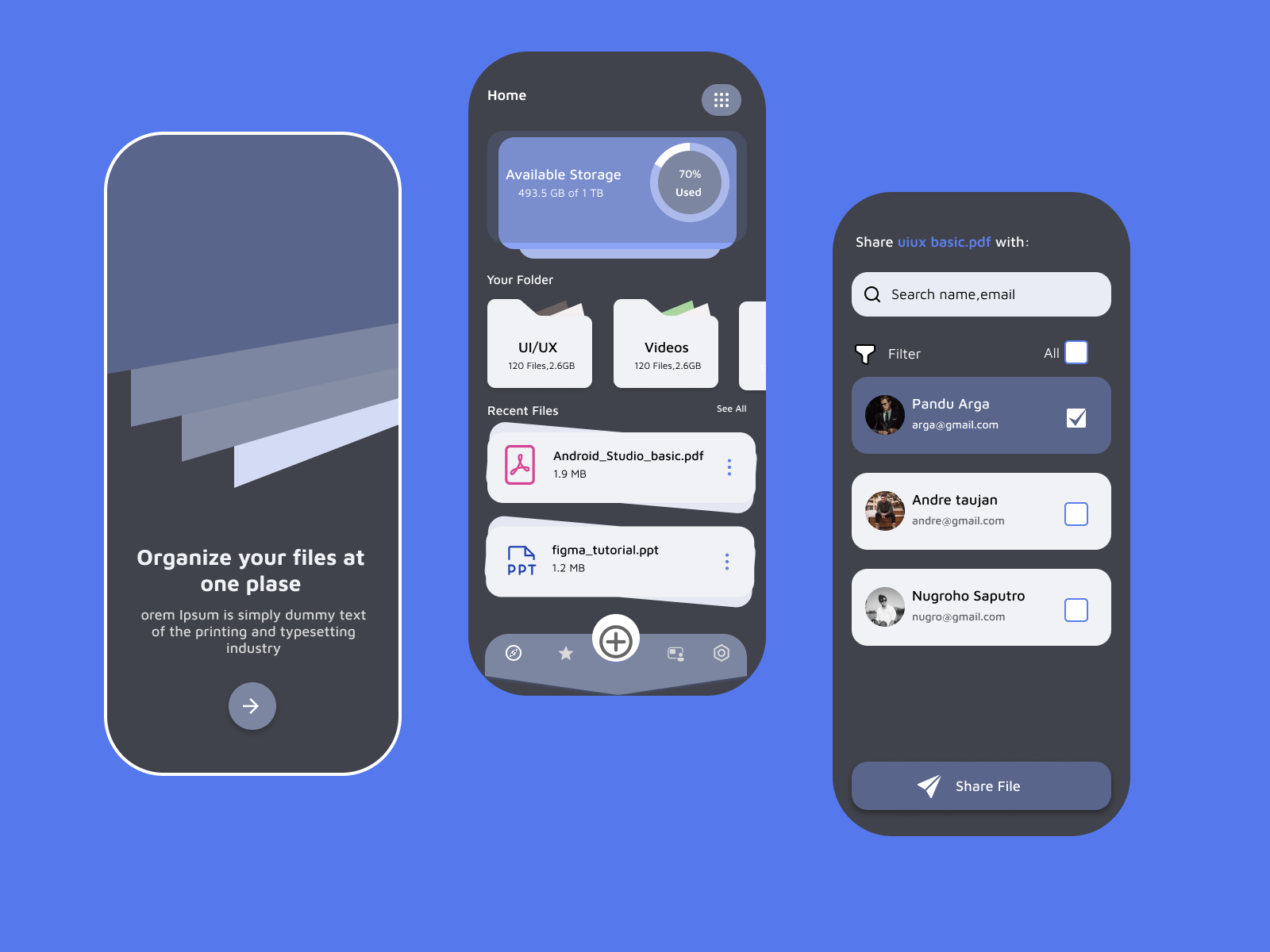 Sharing File App - dark version by abukhalidstudio on Dribbble