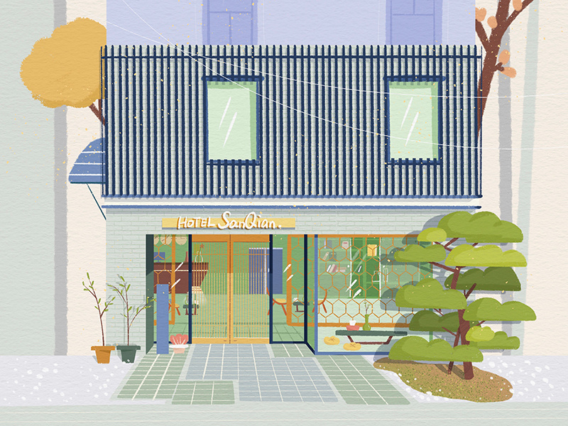 A Roadside Hotel by SanQian on Dribbble