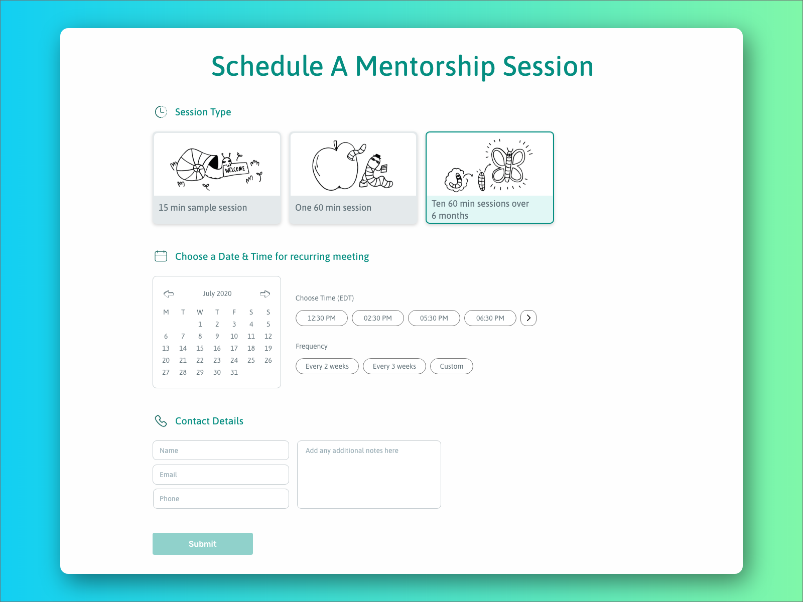 Schedule an session UI by Jatin Gupta on Dribbble