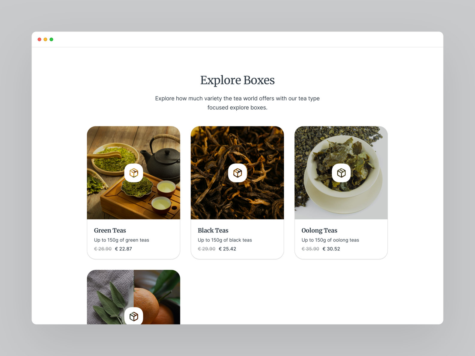 Steeped Tea Boxes - Web Shop by Marcel Bechler on Dribbble