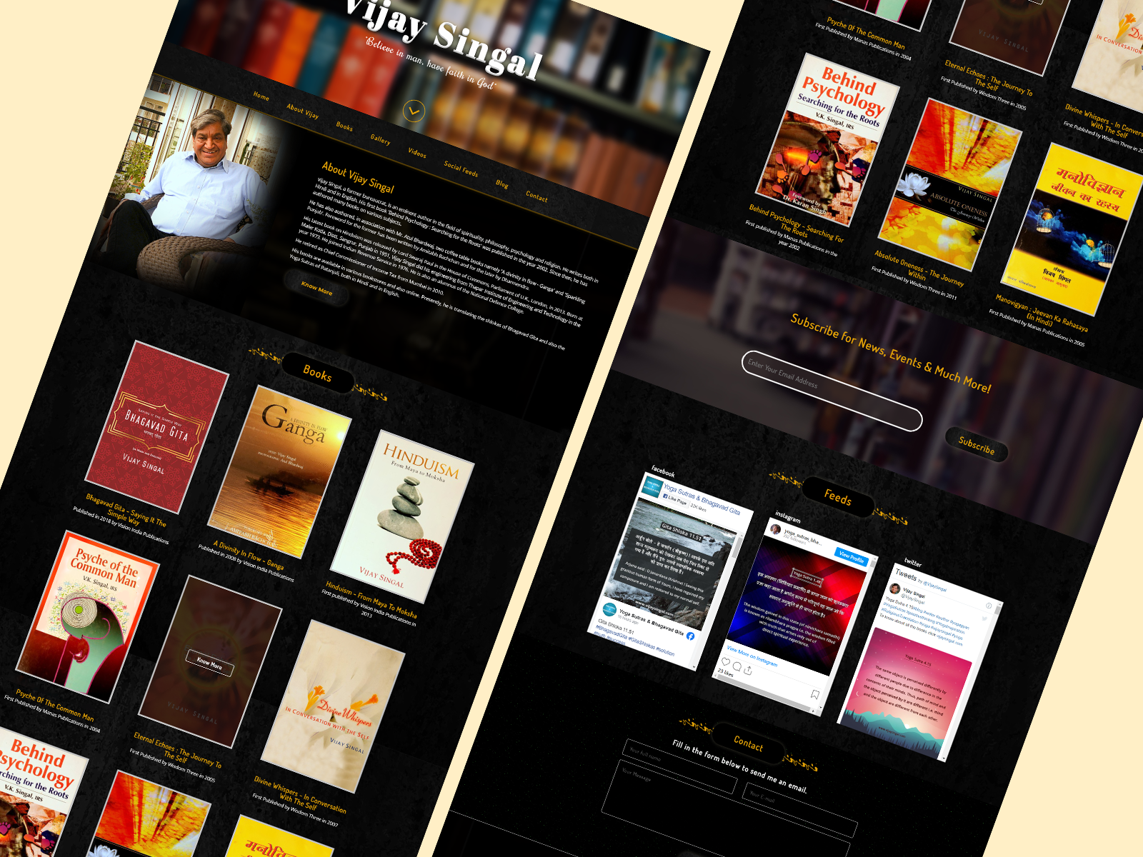 Author Website by Vikash Shrivastava on Dribbble