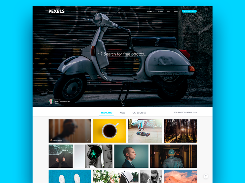 Pexels - Homepage by Renan Araujo on Dribbble