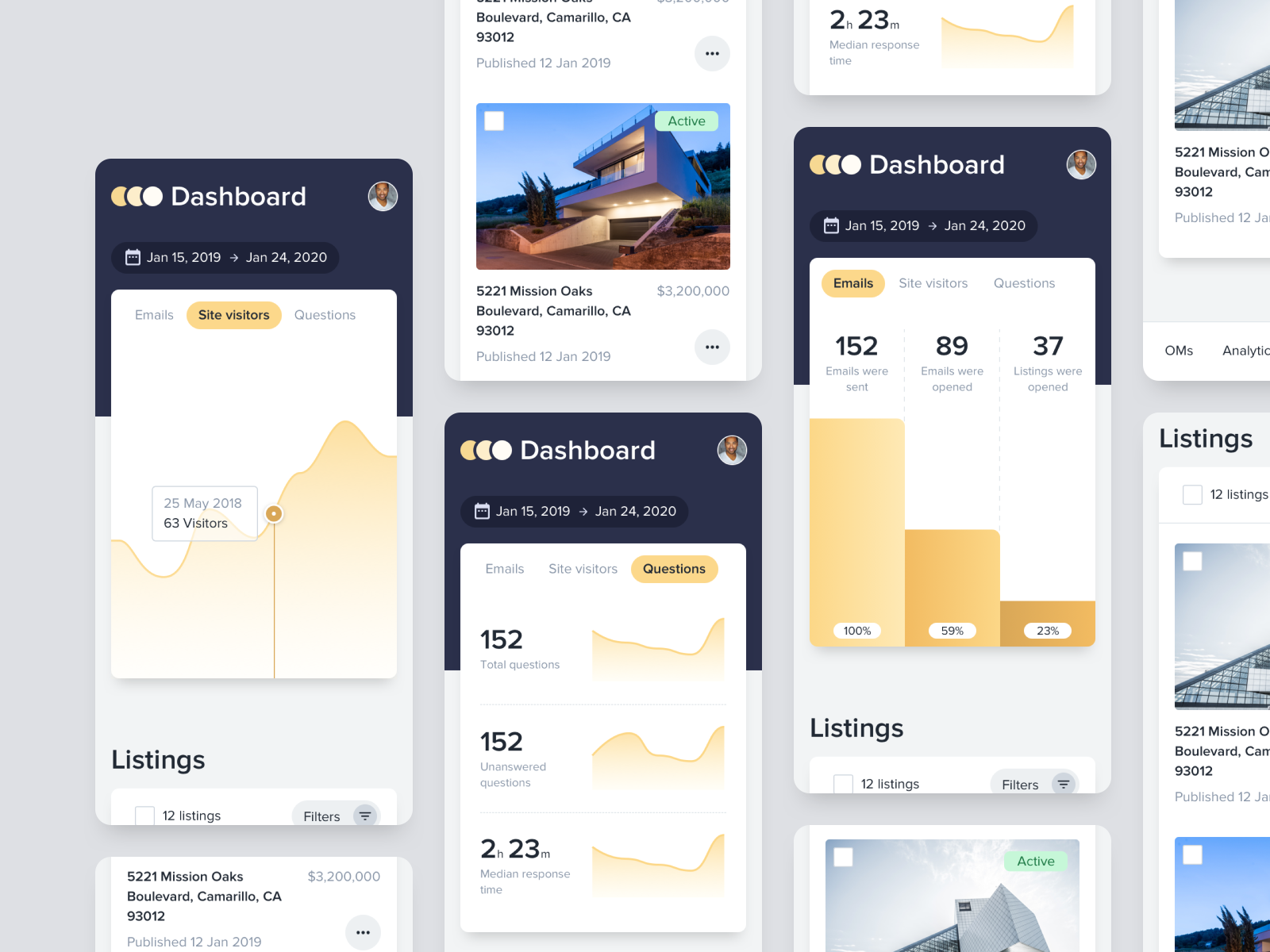 Mobile dashboard of a multi-tenant listing app by Artiom Goralsky on ...