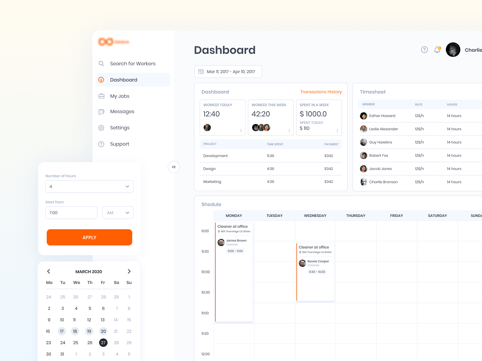 Time management / Admin Panel / Time Tracker by Denys A☘️ on Dribbble