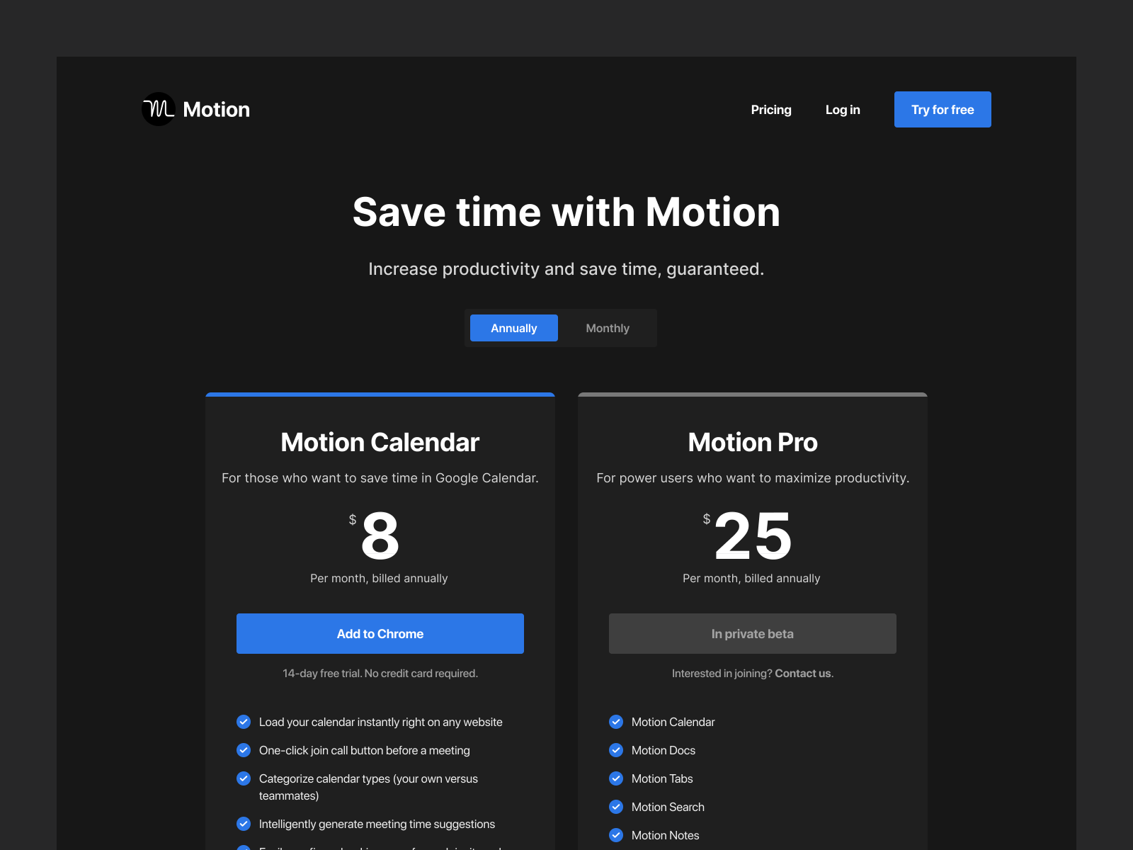 Motion – Pricing Page by Gareth Wan on Dribbble