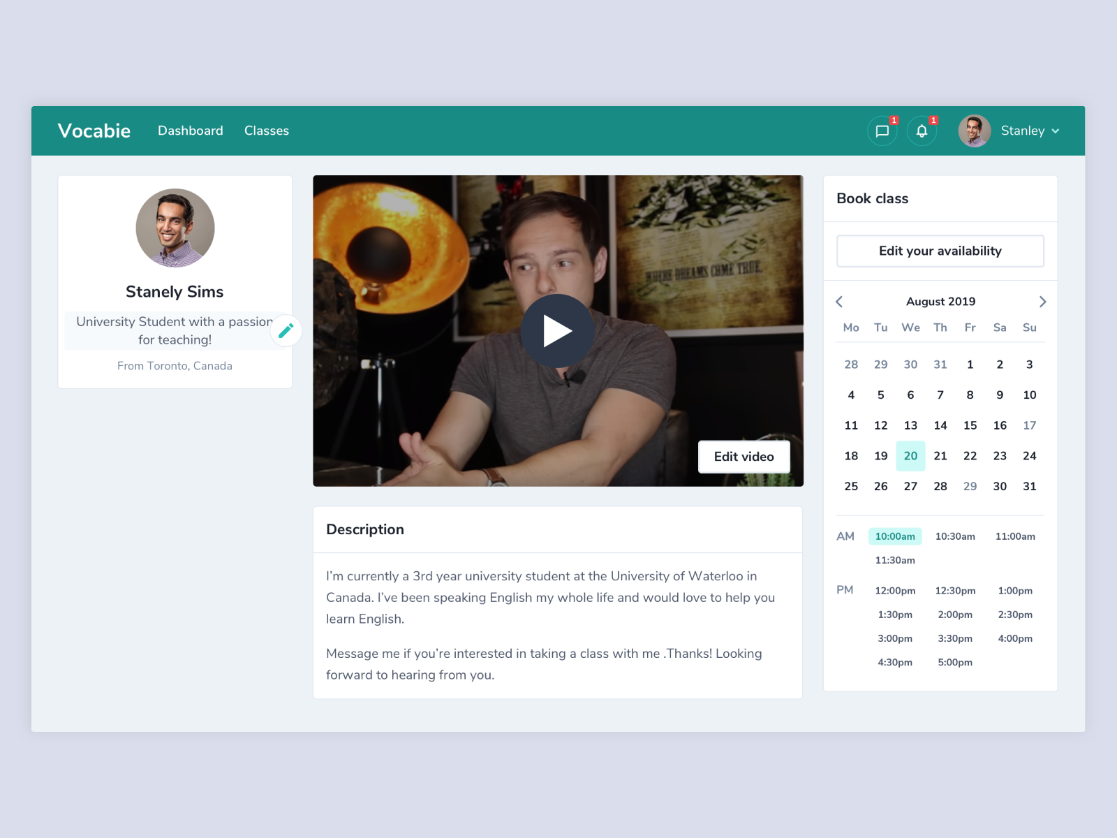 Teaching App – Teacher Profile by Gareth Wan on Dribbble