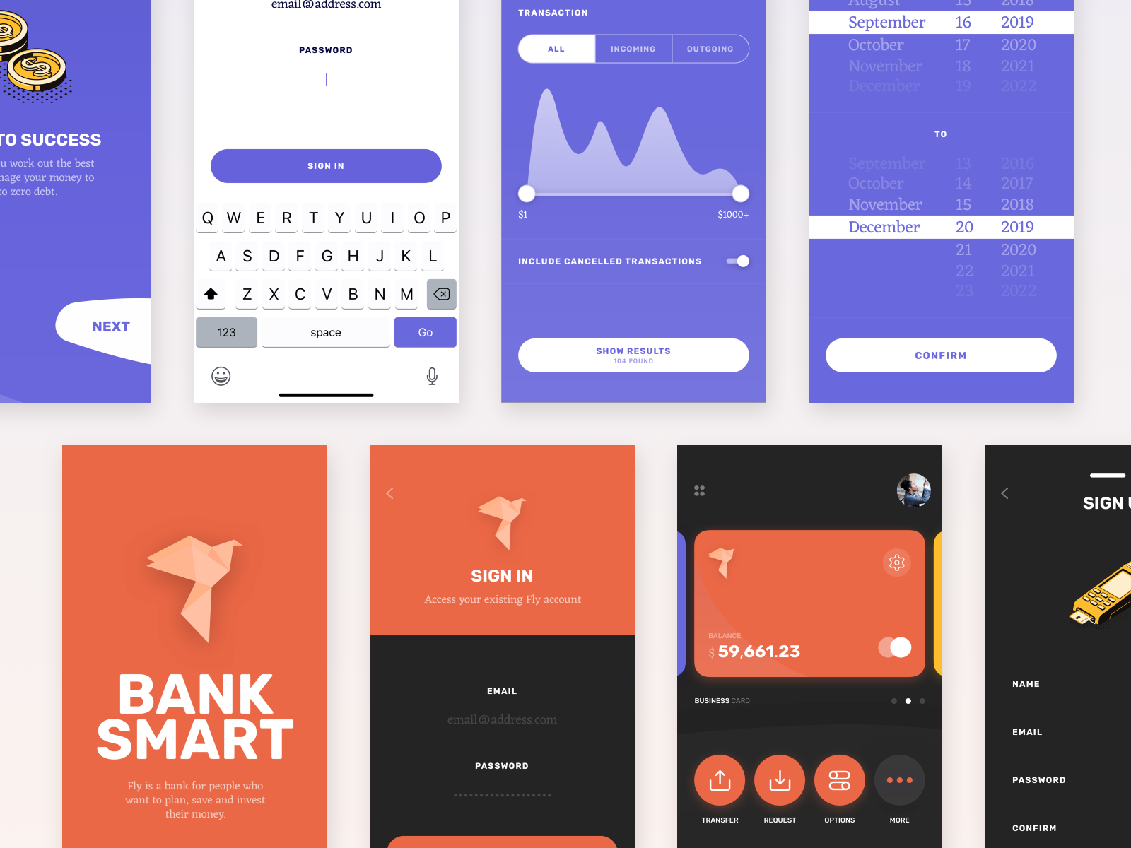 Banking UI Kit - Dark & Light Preview by Jamie Syke on Dribbble