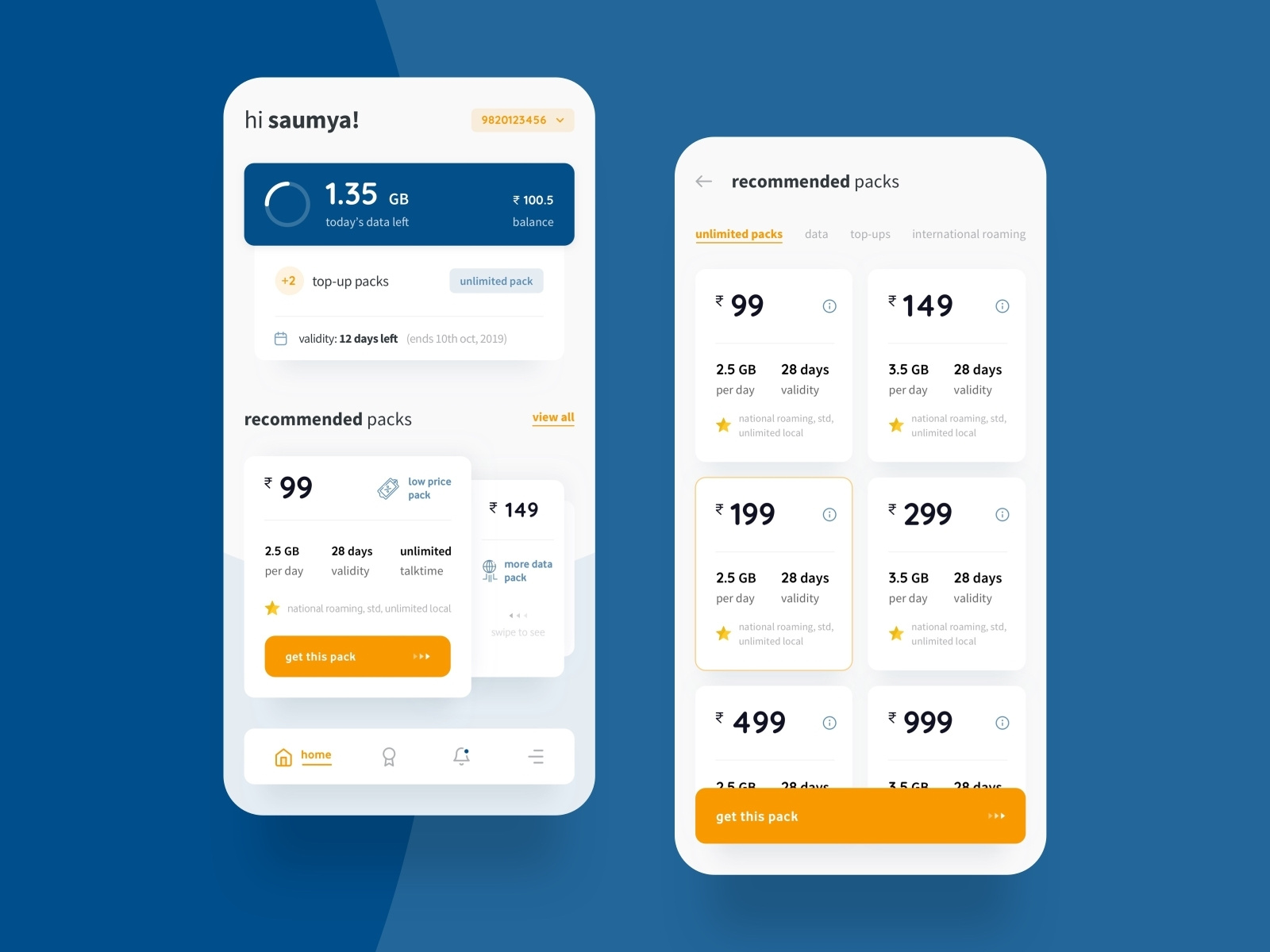 Mobile Recharge App Homepage Design by Saumya Srivastava on Dribbble