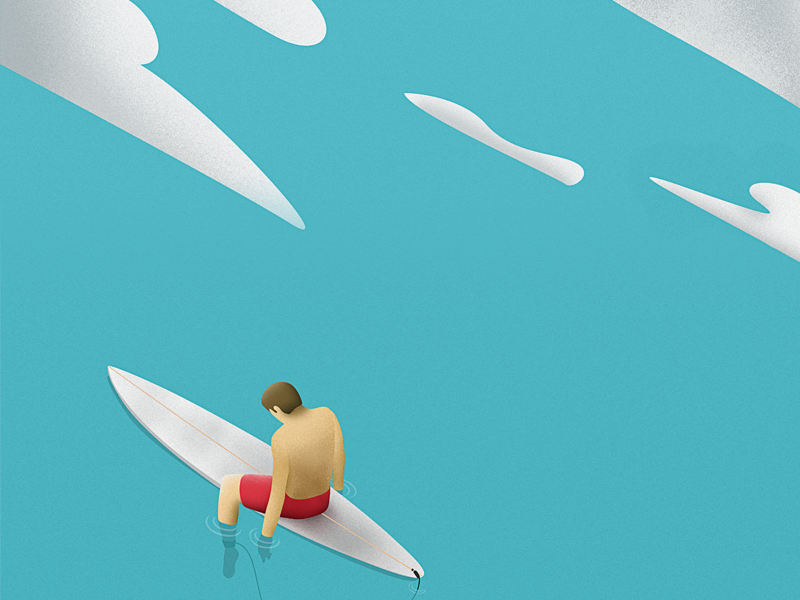 Lonely surfer in a Waveless Sky by Augusto Fick on Dribbble