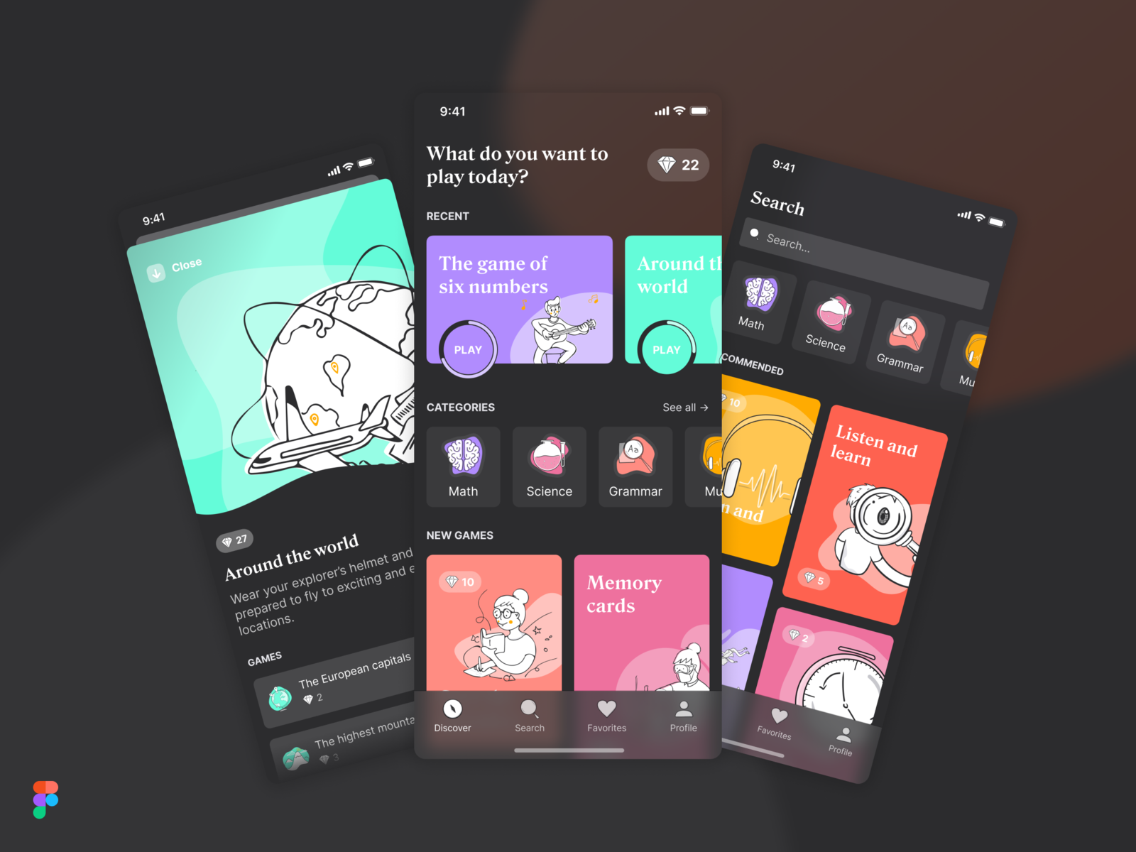 Educational app Freebie UI Kit by Massimiliano for Belka on Dribbble