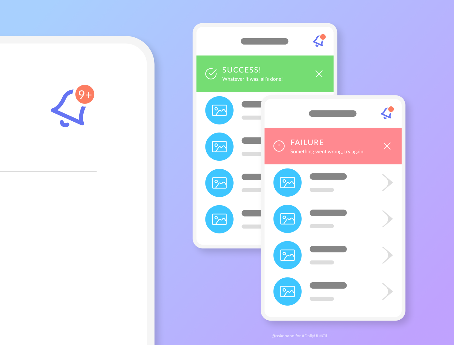 DailyUI 011 — Flash Messages by Andrew Konovalov on Dribbble
