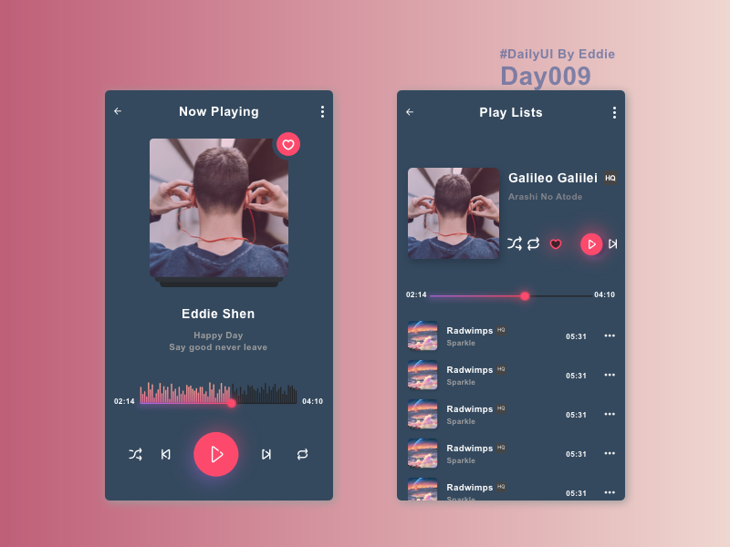 DailyUI009_Music Palyer by Eddie Shen on Dribbble