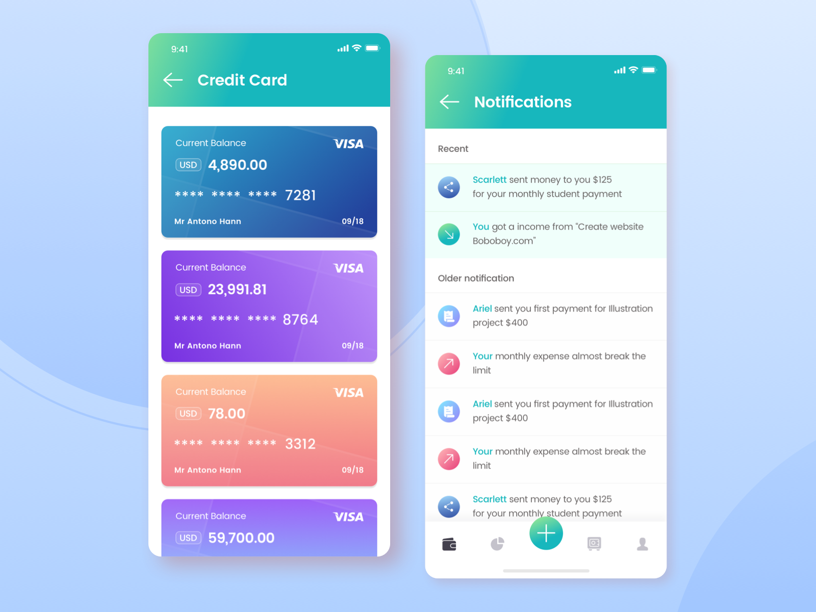 Notif & Credit Card | Kaya : Wallet Apps by Ozi Thohari for Designspace ...