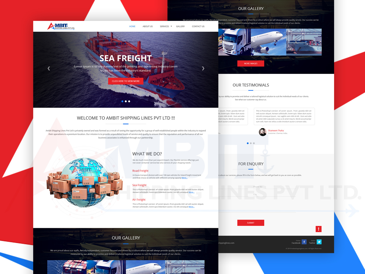 Ambit Shipping - Website by Sridharan P on Dribbble