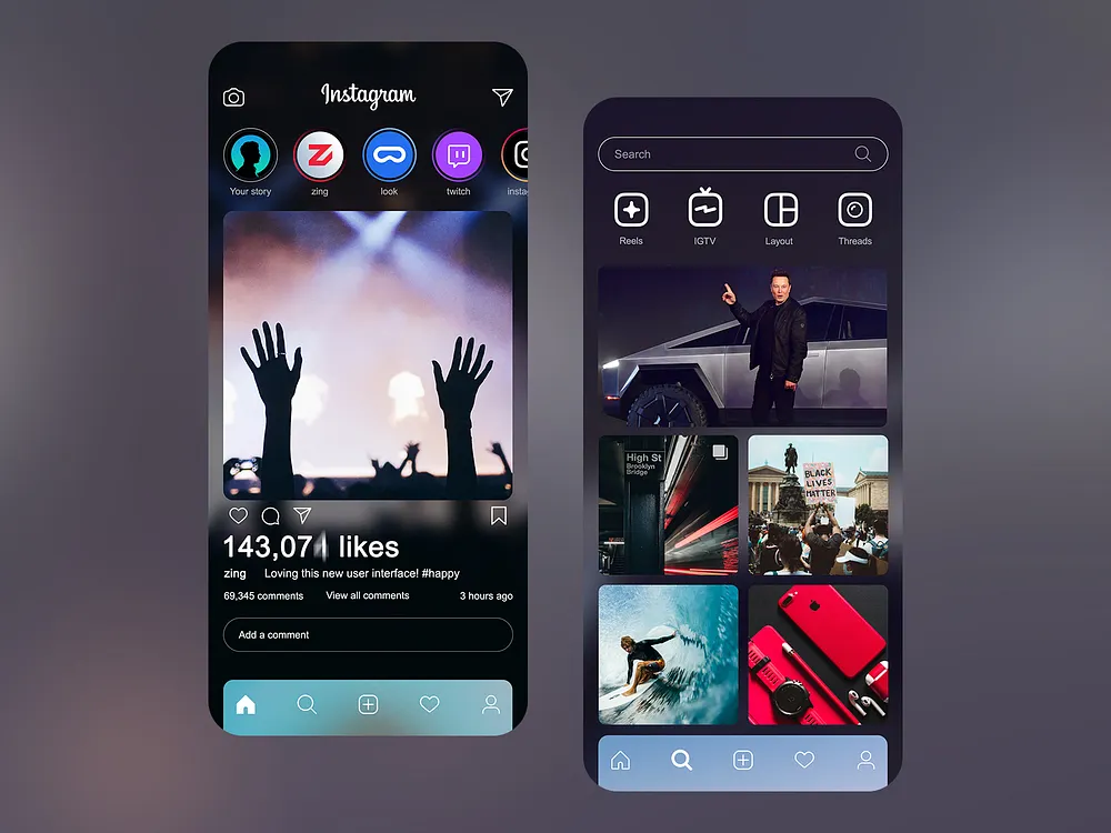 Insta App Redesign designs, themes, templates and downloadable graphic ...
