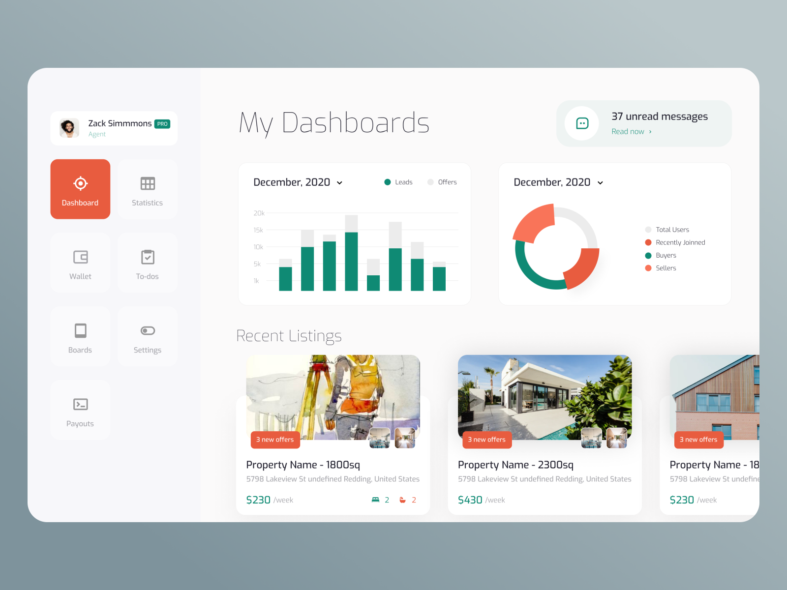 Real Estate Agent Dashboard by Shekh Al Raihan for Ofspace UX/UI on ... Real Estate Agent Dashboard by Shekh Al Raihan for Ofspace UX/UI on ...