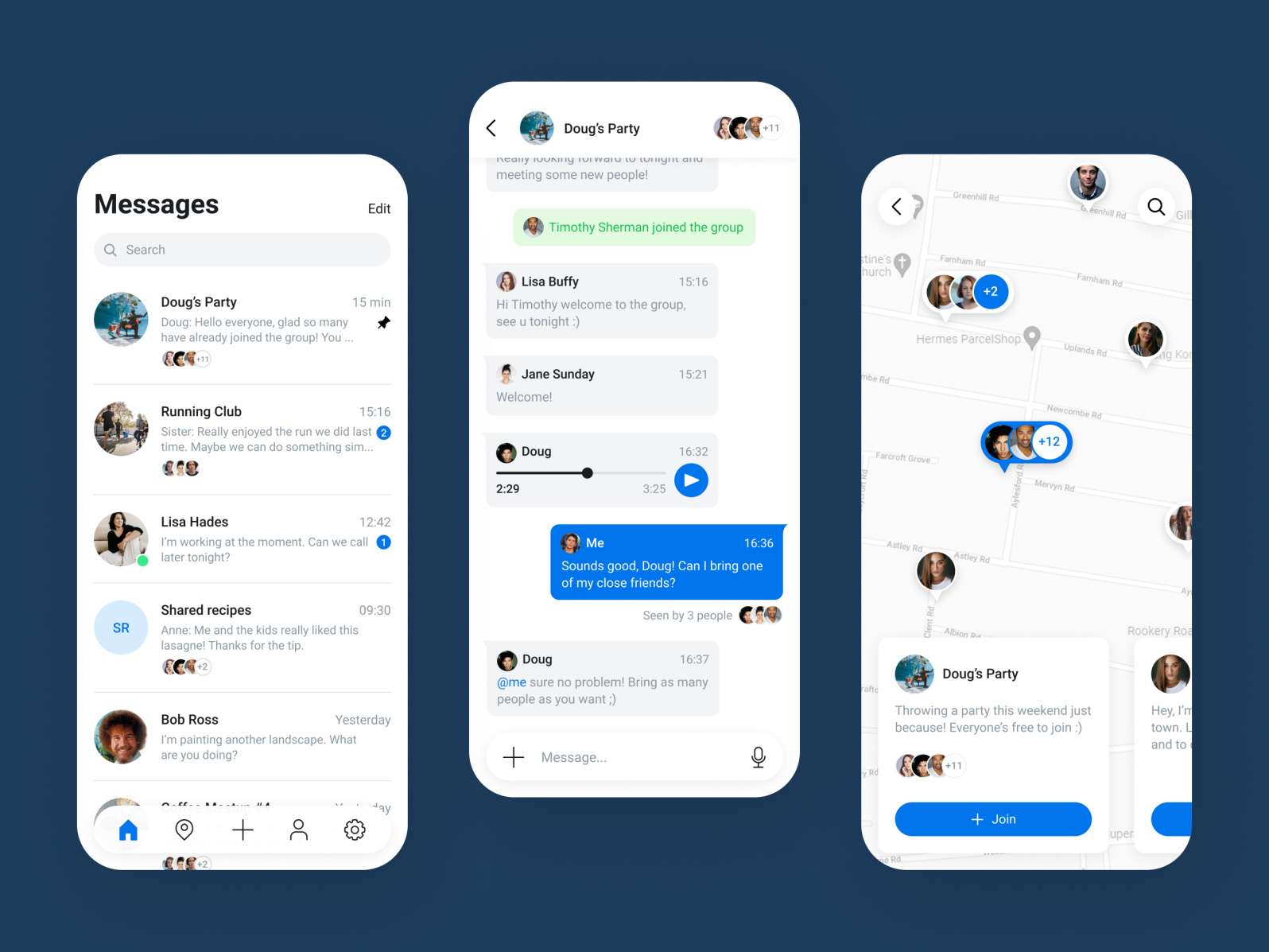 Messaging & Meetup App by Jelle Clerc on Dribbble