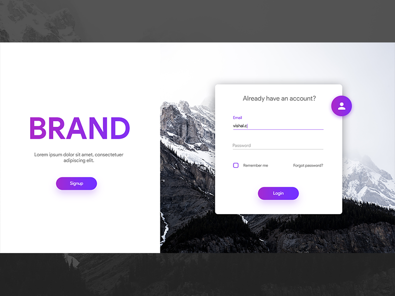 Signup - Login Material Design by Vishal Chavan on Dribbble