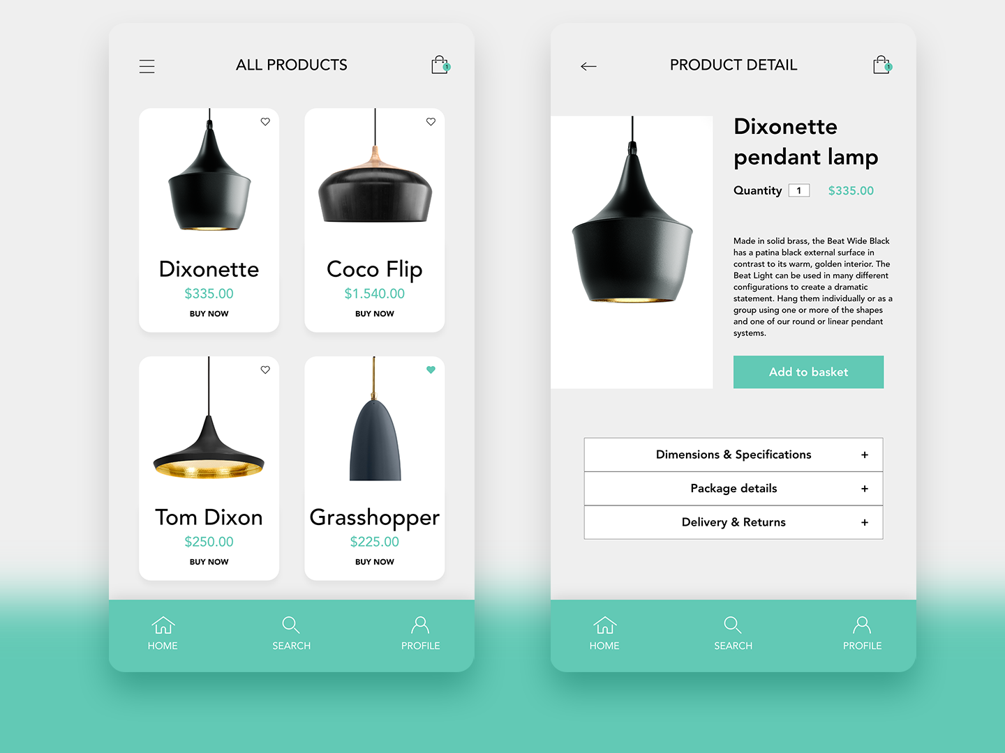 Pendant lamp app by Silviu Vintila on Dribbble