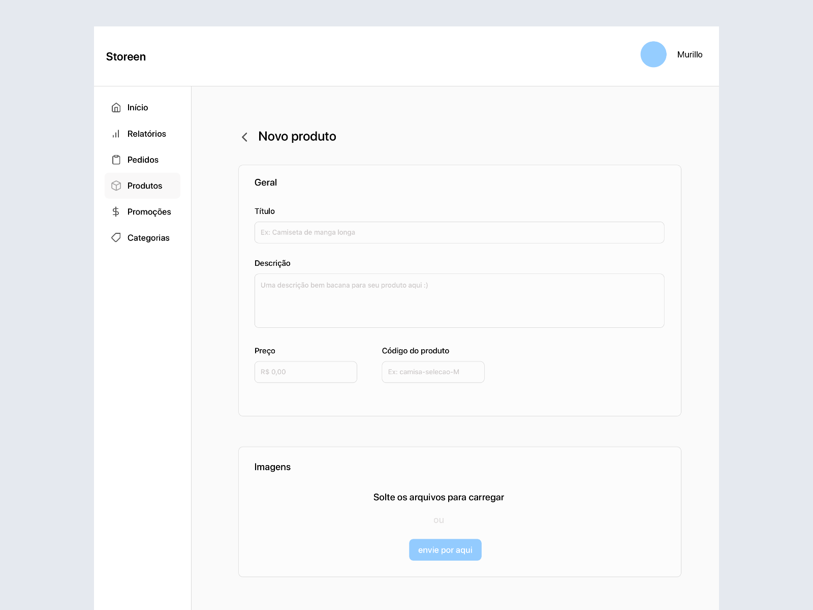 Shop Dashboard Add Product Web Page by Murillo de Miranda Pereira on ...