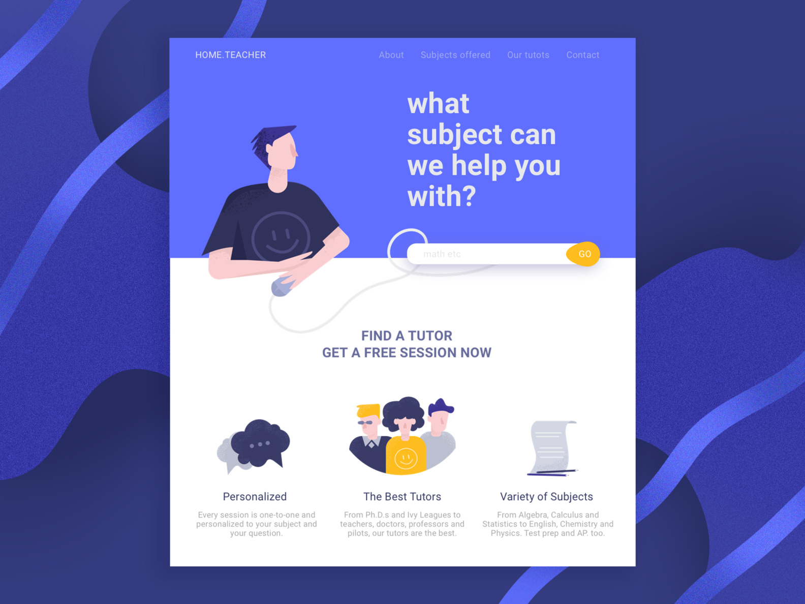 Home teacher web design by Daria Yermolina on Dribbble