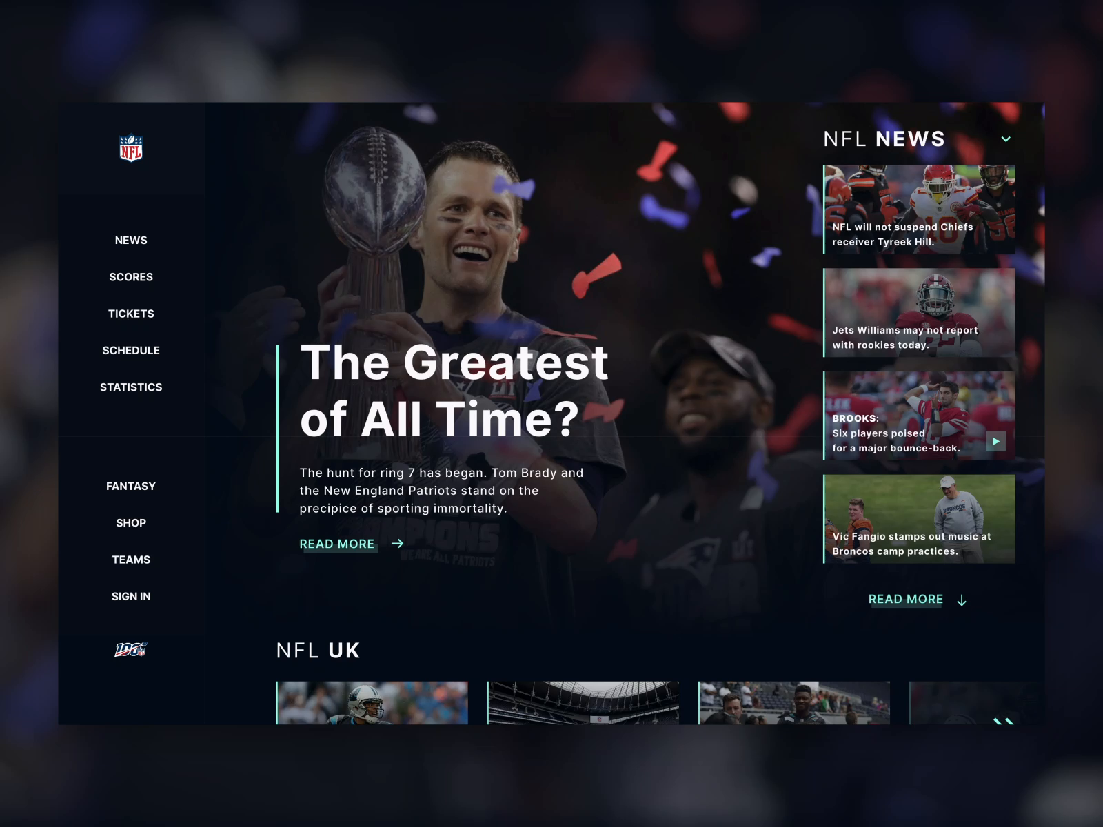 NFL Website by Hallam Ager on Dribbble