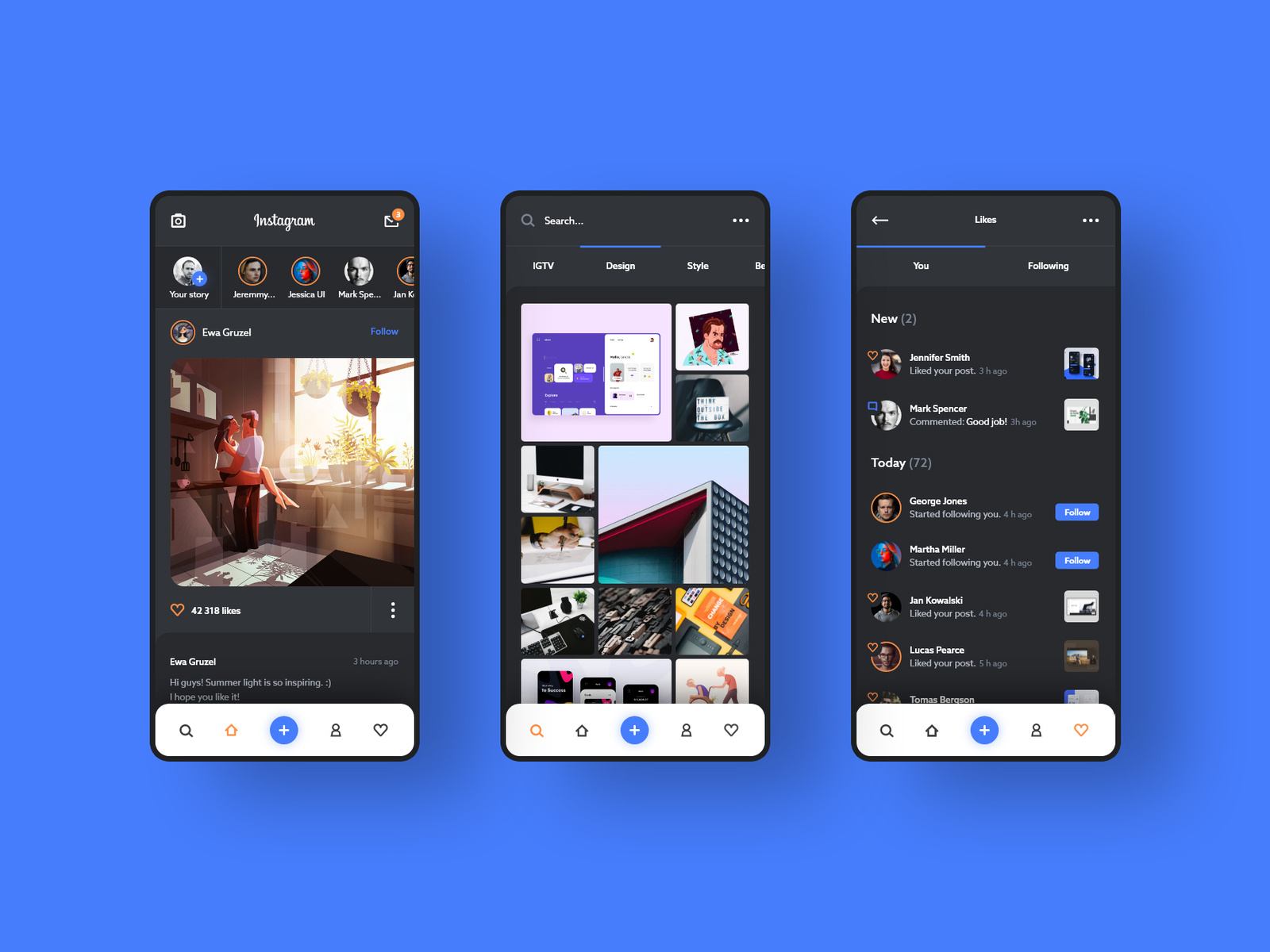 #2 - IG. Dark mode concept. by Matt Wojtaś on Dribbble