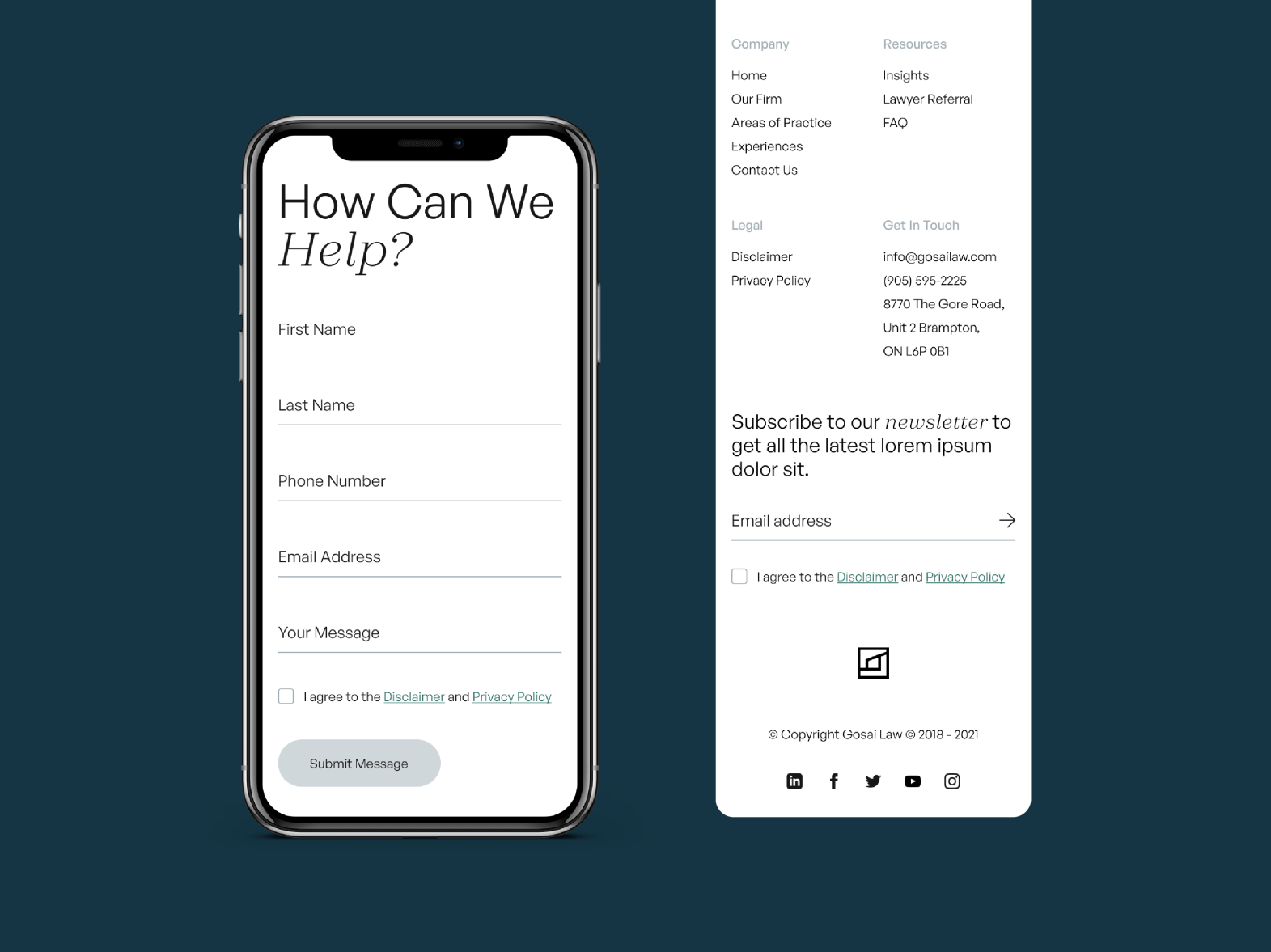 Gosaw Law Contact Us UI by Nicholas Soos on Dribbble