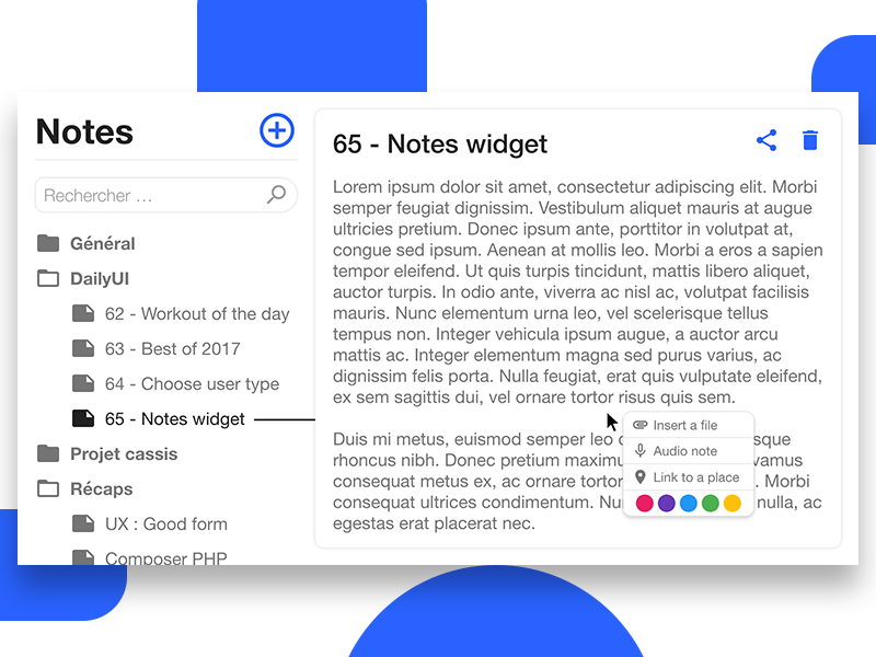 #DailyUI 65 - Notes Widget by ROMAIN ∆ on Dribbble