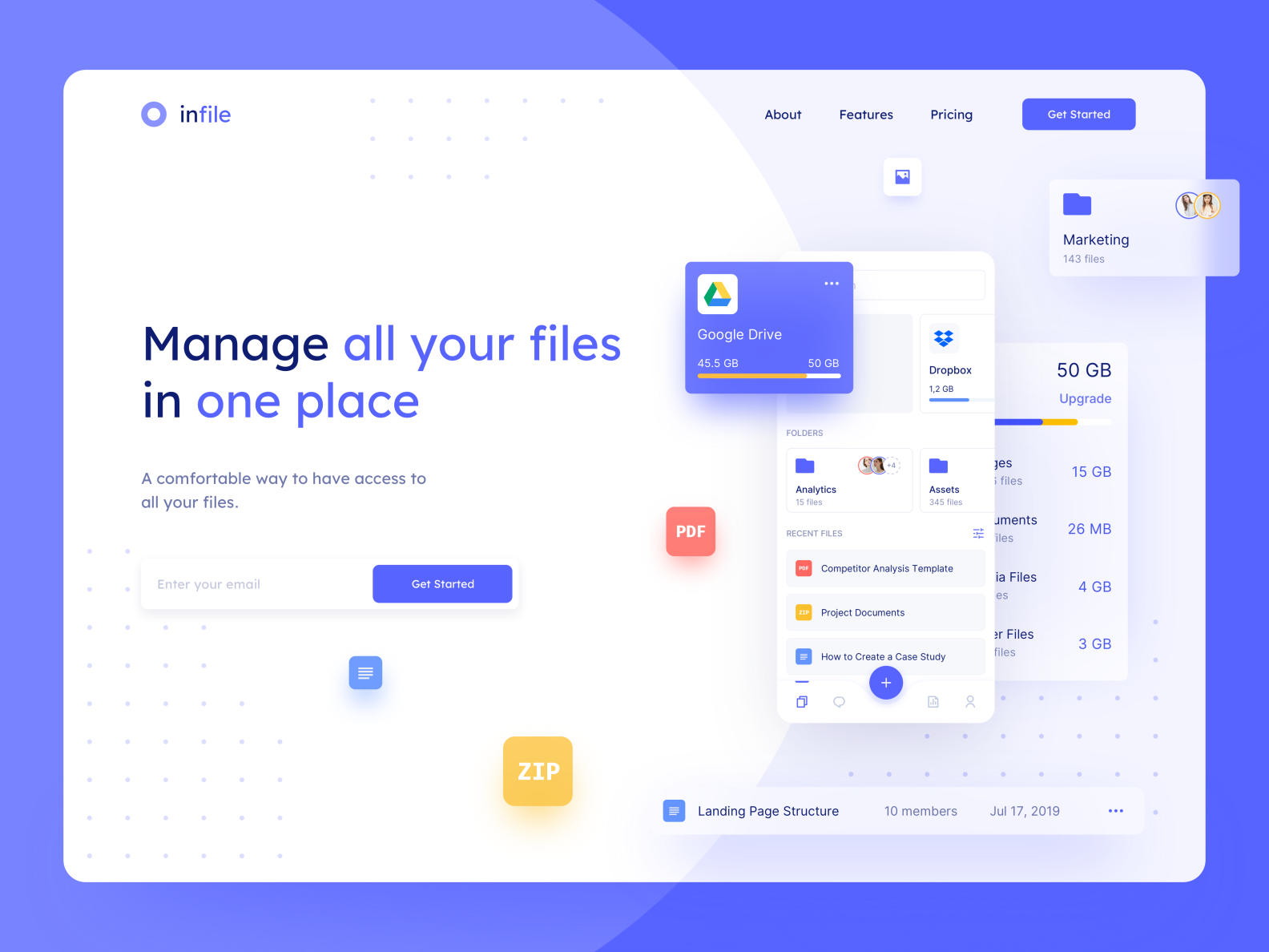 File Manager Landing Page by UGEM on Dribbble