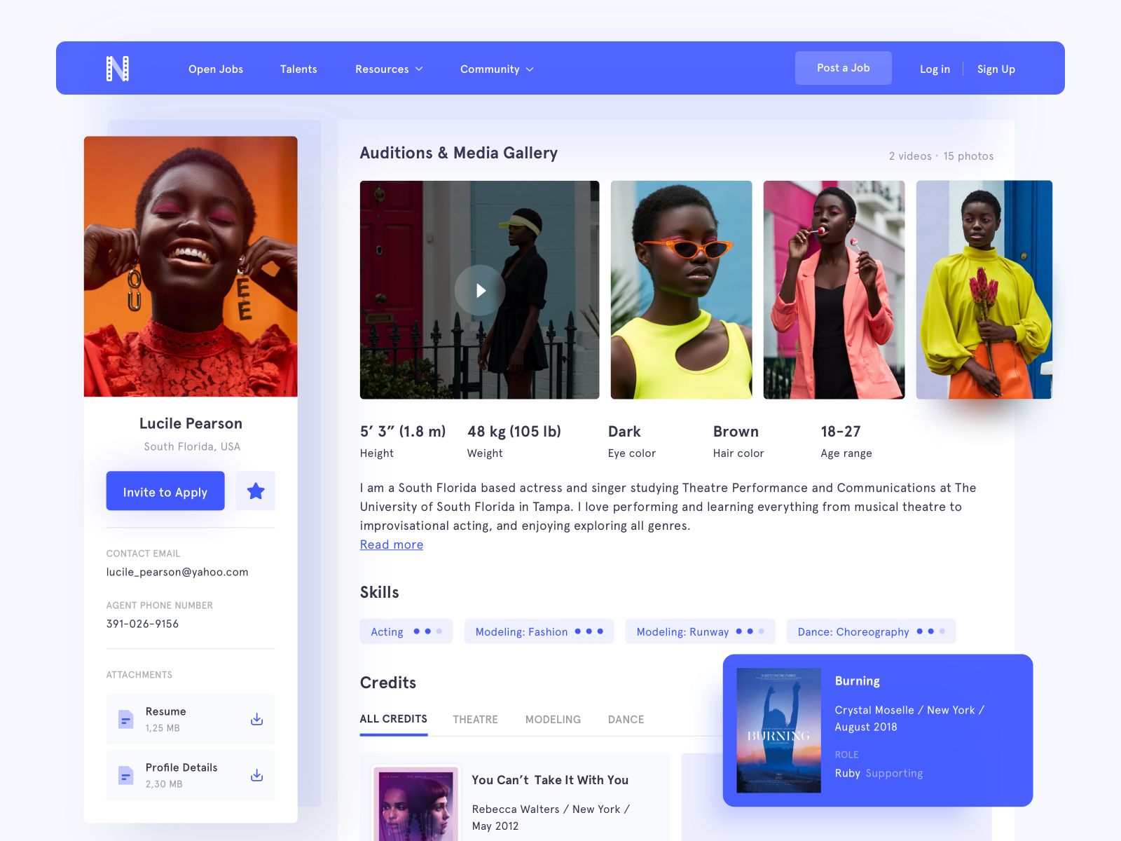 Personal Profile for Talent Marketplace Platform by UGEM on Dribbble