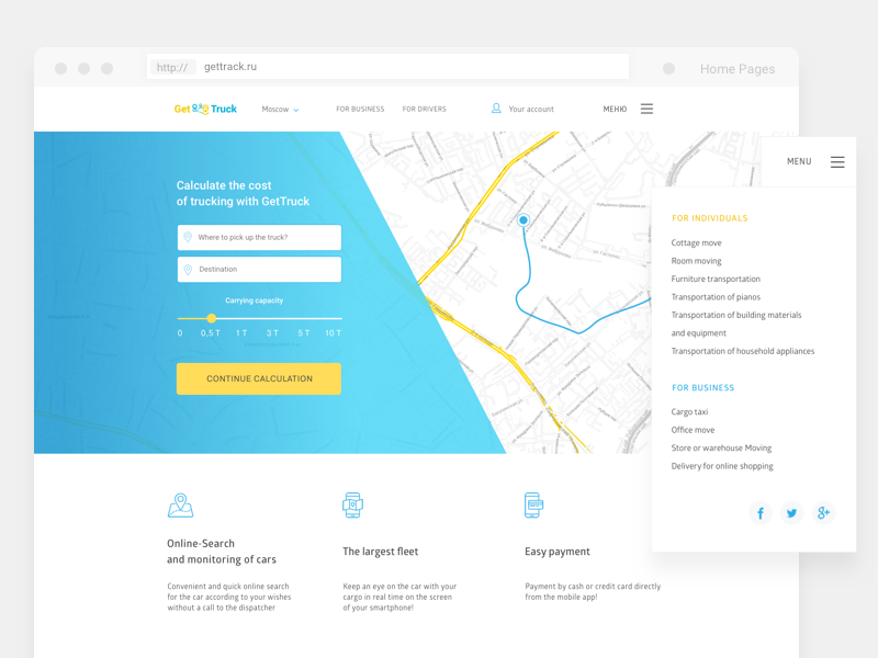 Web design for cargo transportation web site by Heads and Hands on Dribbble