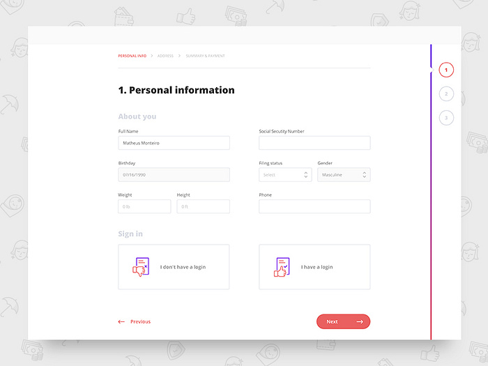 Desktop Form - Personal information by Nathalia Cabral on Dribbble