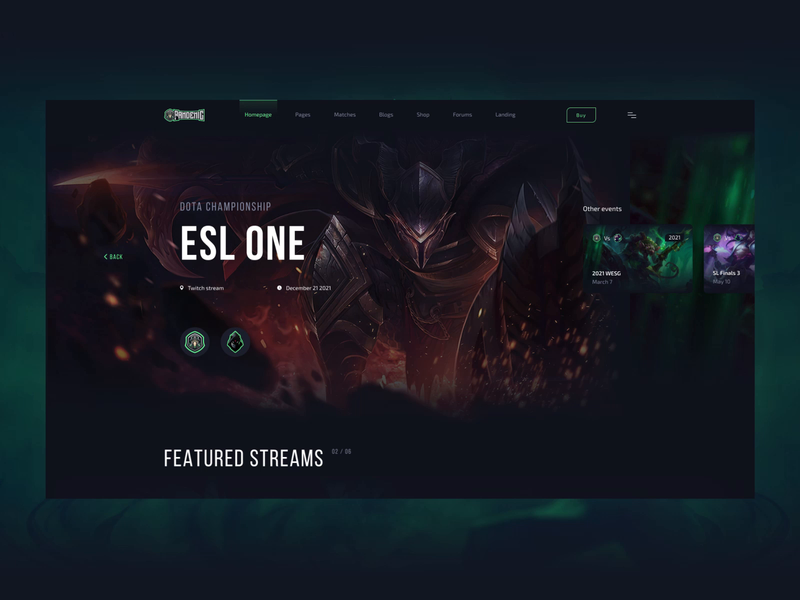 E-sports Pandemic template by Maria Alekseeva for Skywarrior Studios on Dribbble
