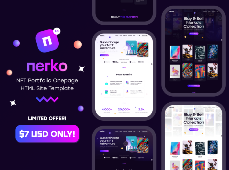 Nerko - NFT Portfolio Onepage by UniStudio on Dribbble