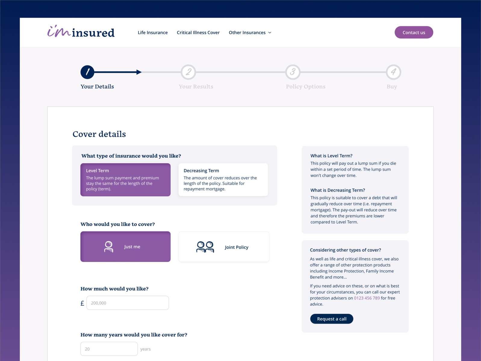 I'm Insured Your Details Page by Kirsty Jones on Dribbble