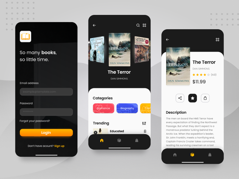 Book app by 3aycev on Dribbble