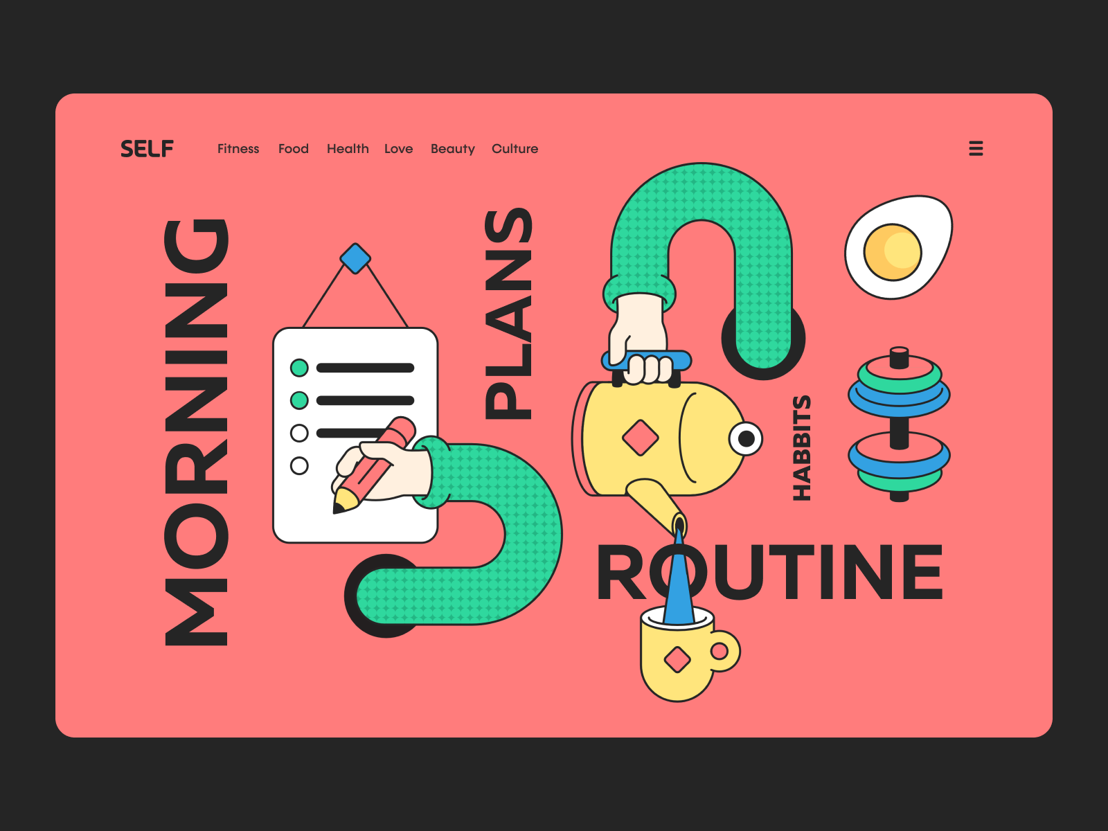 Morning routine | article cover illustration by Tanya Shegol on Dribbble