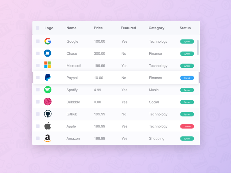 Suji Data Table UI by Dorian Javá Brown on Dribbble